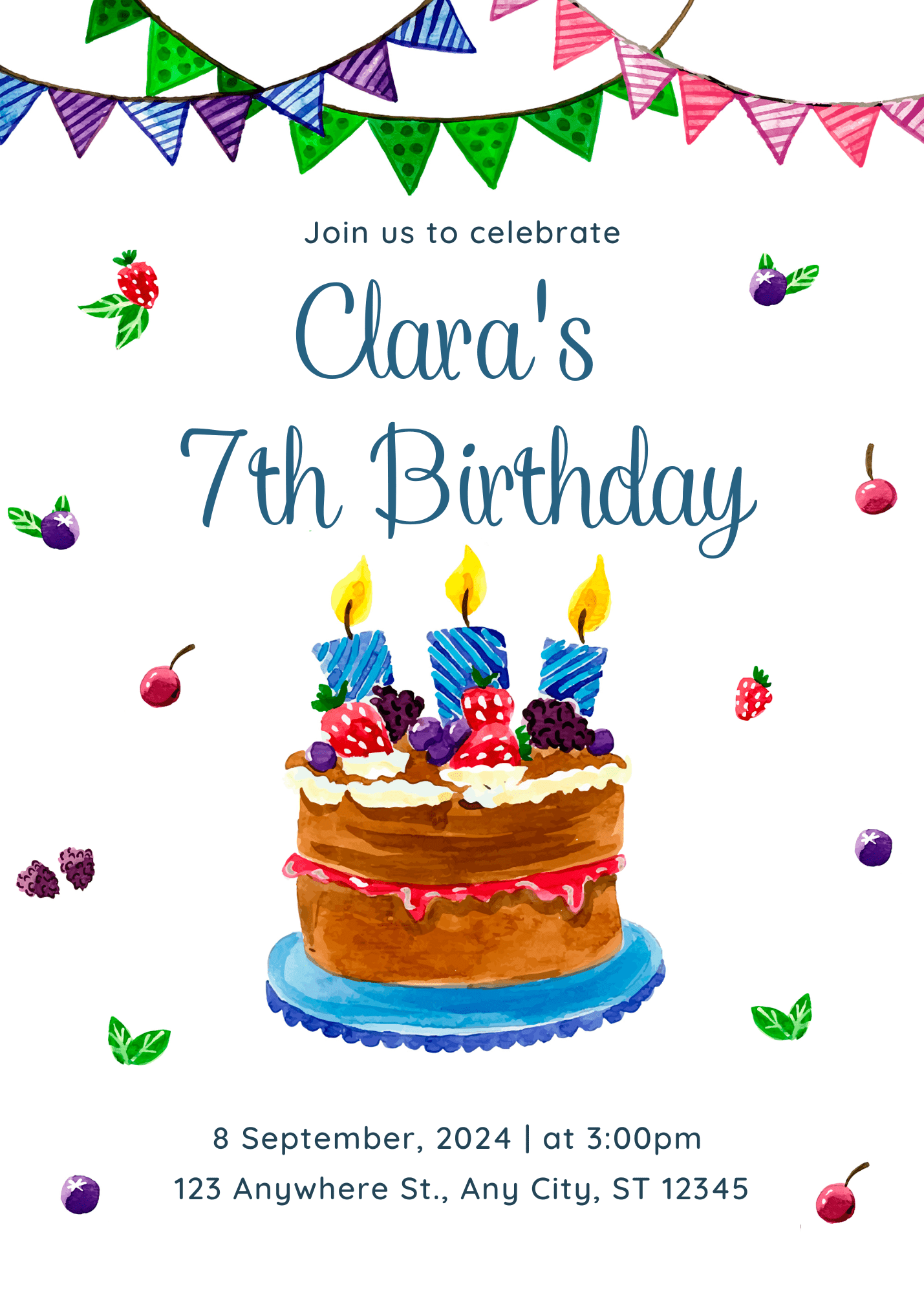 Invitation 7th birthday template - Use it now for free!